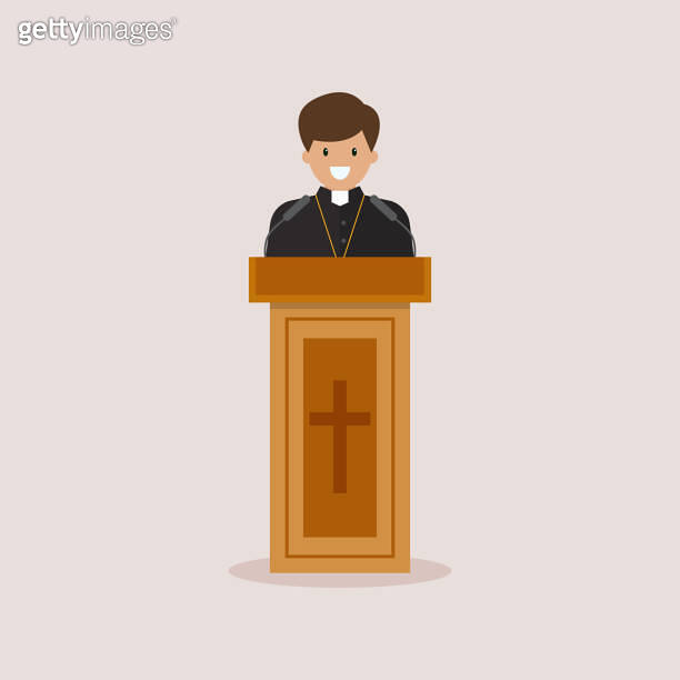Priest giving speech from tribune 이미지 (1281579284) - 게티이미지뱅크