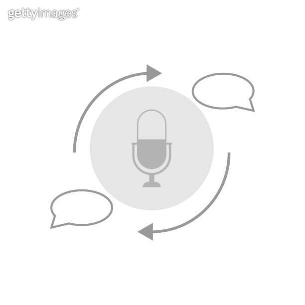 Voice translation icon. Podcast concept. Illustration, translation ...