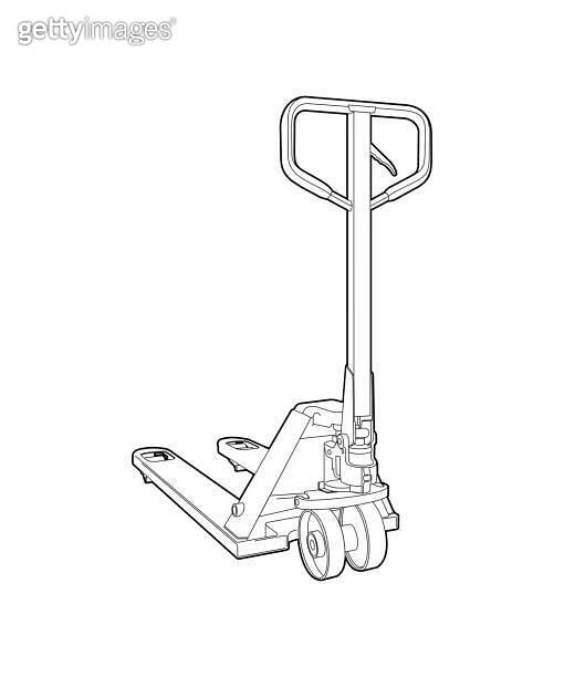 pallet truck - linear technical drawing. manual forklift for warehouse ...