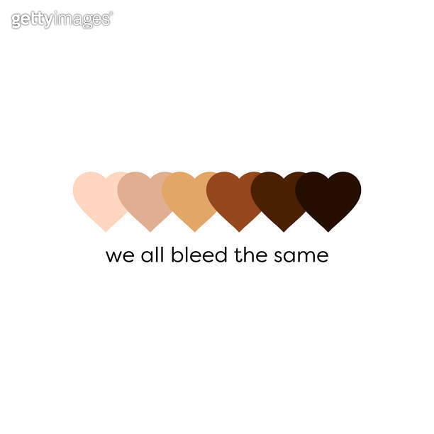 Racial Equality Skin Tone Hearts Logo Vector Design 'We All Bleed The ...