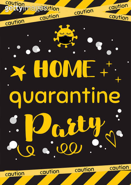 Home Quarantine Party invitation template Yellow black card design ...