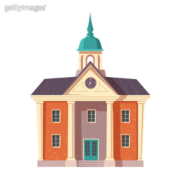 Urban retro colonial style building cartoon 이미지 (1203725484) - 게티이미지뱅크