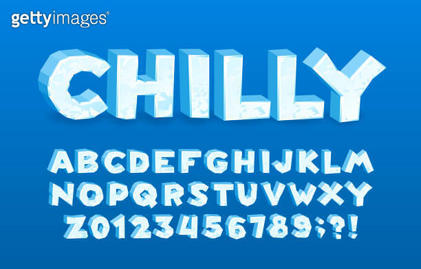 Chilly alphabet font. 3D cartoon ice letters and numbers. (1237222146 ...