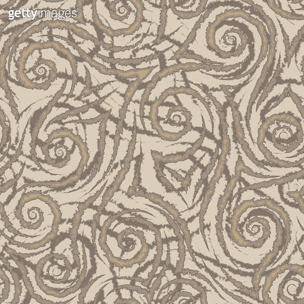 Brown smooth lines corners and spirals with torn edges on a beige ...