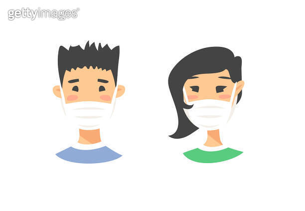 Set of male and female characters. Cartoon style masked people icons ...