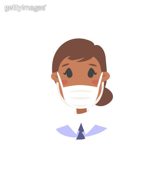 Set of male and female characters. Cartoon style masked people icons ...