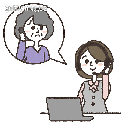 Elderly female customer calling a call center woman. 이미지 (1262564088 ...