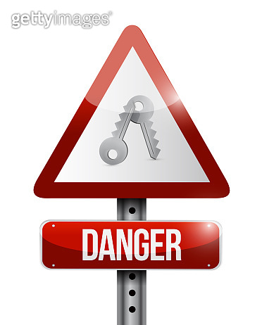 Keys danger warning sign illustration design 이미지 (1288133729) - 게티이미지뱅크