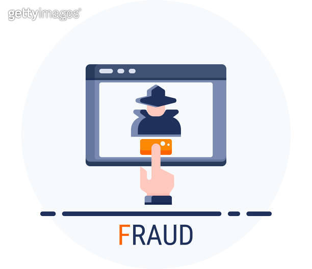 Flat Icons Style. Hacker Cyber crime attack Fraud for web design. 이미지 (1270275824) - 게티이미지뱅크