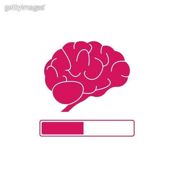 Brain icon. Progress loading bar. Pink marrow. Knowledge and ...