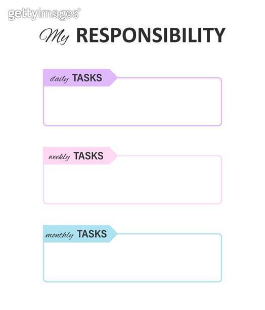 Template planning list. My responsibility page. Daily, weekly, monthly ...
