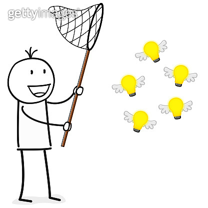 person try to catch an idea (1217303112) 일러스트, 무료 일러스트 - 게티이미지뱅크