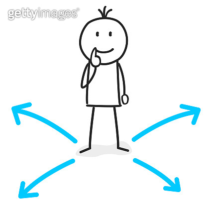 Stick figure has to choose a path (1276667205) 일러스트, 무료 일러스트 - 게티이미지뱅크