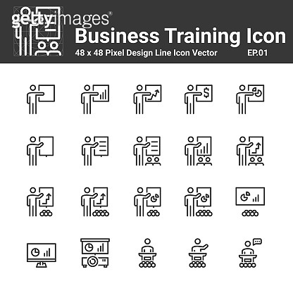Business Training Icons Line Vector, Symbol Perfect Design Simple Set ...