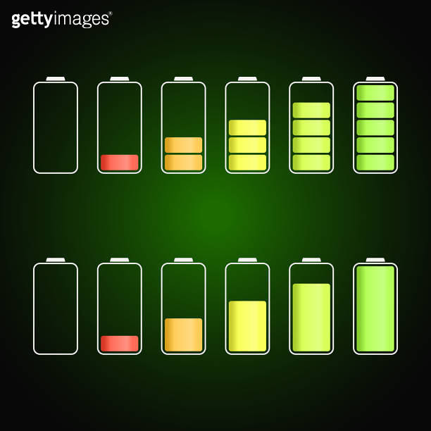 vector empty to full charge battery collection 이미지 (1203522524) - 게티이미지뱅크