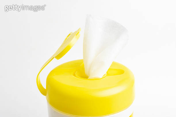 Open Yellow Top Cap Of A Disinfectant Wipes Container (1223035003) - 게티 ...