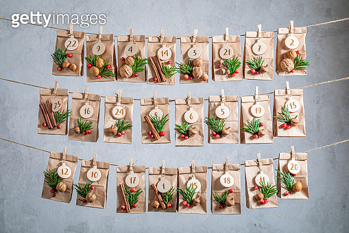 Unique Advent Calendar for Christmas hanging on a string 이미지 ...