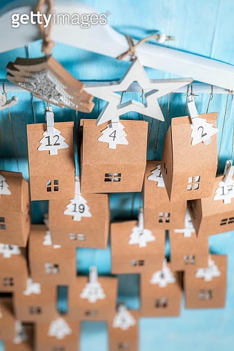Handmade Christmas Advent Calendar made of cardboard and string ...