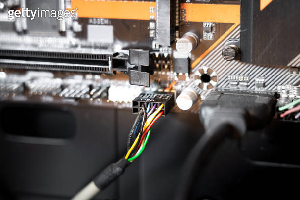 USB data transfer wire connection inside PC computer. 이미지 (1220498184 ...