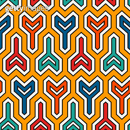 Interlocking three pronged blocks background. Winder keys motif. Ethnic ...