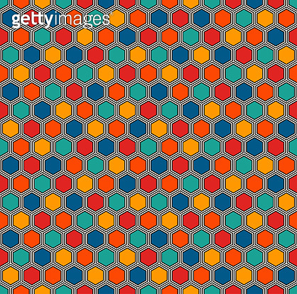 Honeycomb abstract background. Vivid colors hexagon tiles mosaic ...