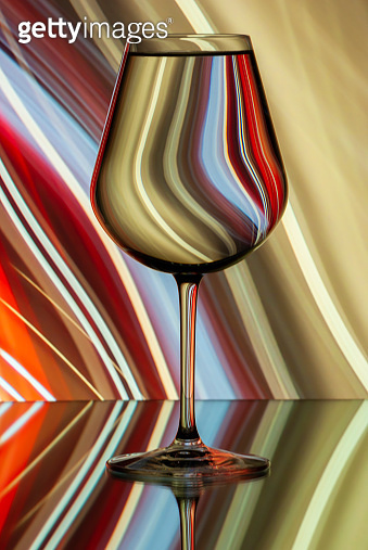 Pattern distortions seen through a glass of water. Still life 이미지 ...