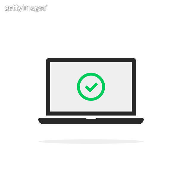 green check mark in black laptop 이미지 (1241905336) - 게티이미지뱅크