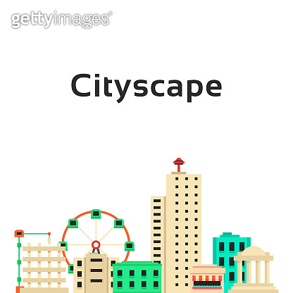 simple cityscape with set of buildings 이미지 (1197688978) - 게티이미지뱅크