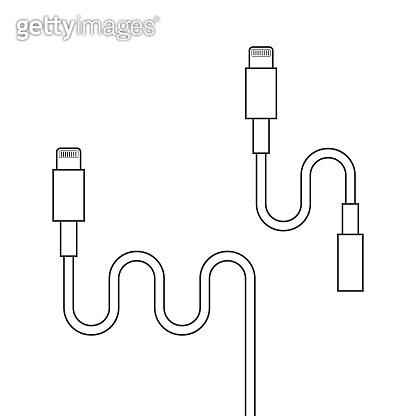 thin line lightning connector with adapter (1197916021) 일러스트, 무료 일러스트 ...