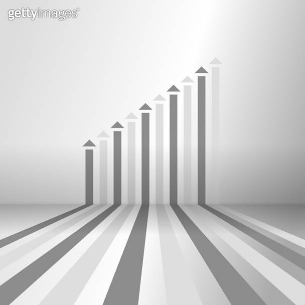 3D bar graph showing progress, on wall 이미지 (1277772900) - 게티이미지뱅크