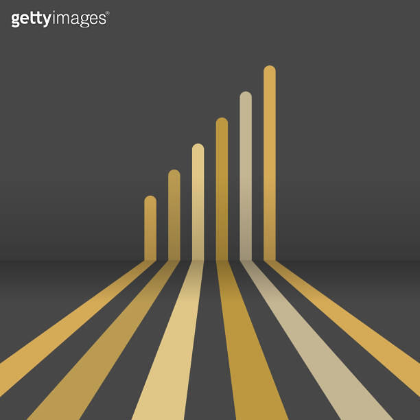 3D bar graph showing progress, on wall 이미지 (1277772786) - 게티이미지뱅크