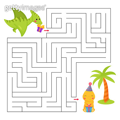 Help the pterodactyl find path to his friend T-rex. Maze game for children. 이미지 (1201390160 ...