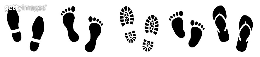 Different human footprints collection. Set human footprints . Baby ...