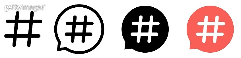 Hashtag icon set.Hashtag symbol.Social media marketing concept ...