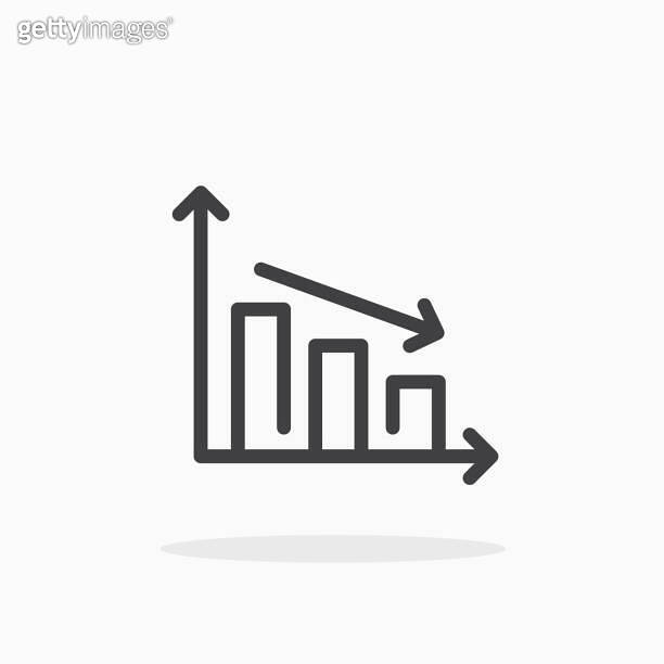 Graph down icon in line style. (1221452958) - 게티이미지뱅크