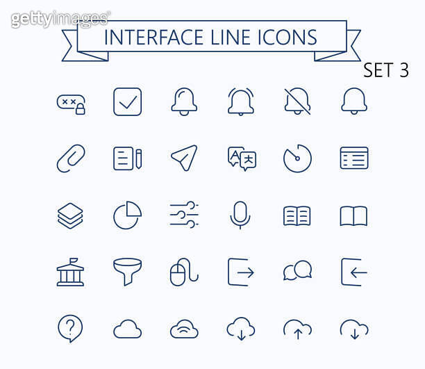 Interface vector outline mini line icons set. 24x24 px. Pixel Perfect ...