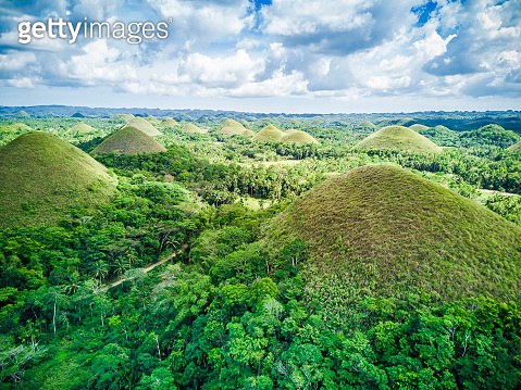 Aerial of Chocolate Hills Observation Deck at Carmen, Bohol ...