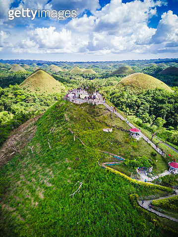 Aerial of Chocolate Hills Observation Deck at Carmen, Bohol ...