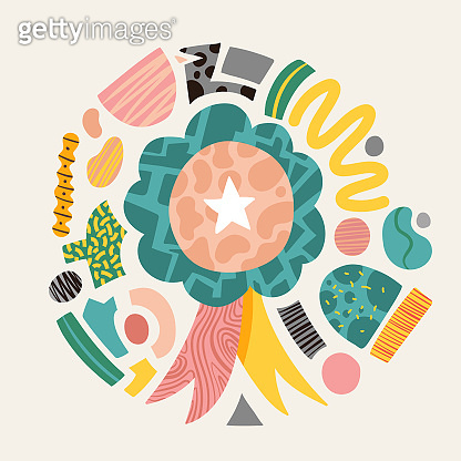 trendy doodle shapes and abstract business success theme. abstract ...