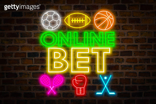Neon signboard online bet, sports symbols, Football, American fo 이미지 ...