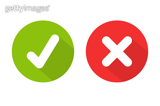 Green check mark and red wrong On the checked box. True or false ...