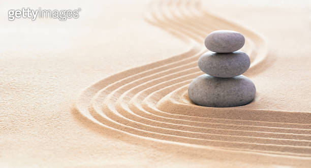 Zen Stones With Lines On Sand - Spa Therapy - Purity, Harmony And ...
