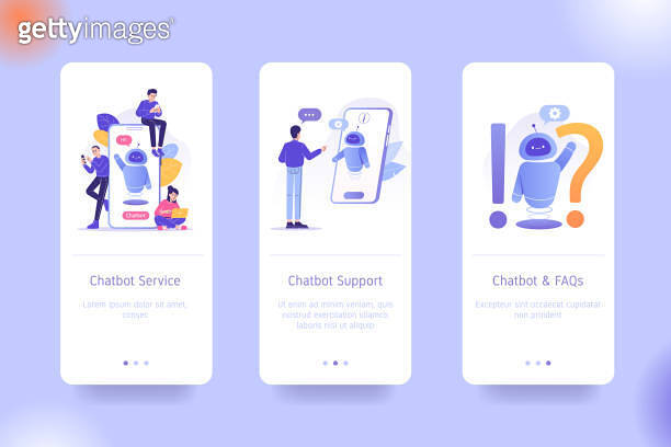 Mobile application design template set for Chatbot Servie, Chatbot ...