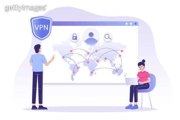 VPN Service Concept. People using VPN security software in user ...