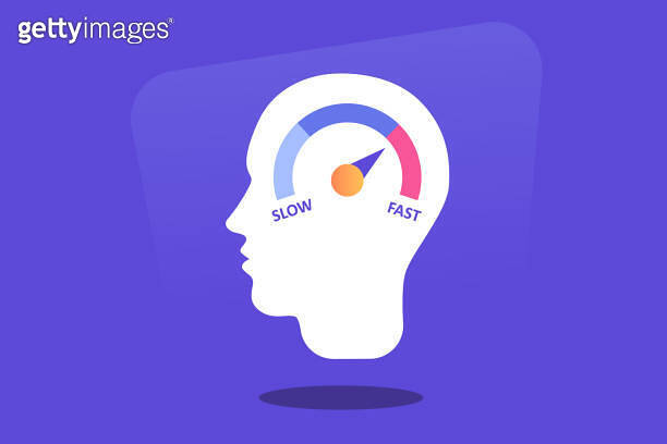 Human heads silhouette with speedometer icon. Growth mindset, potential ...