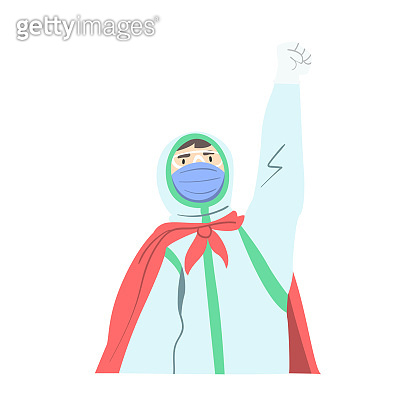 Doctor Superhero Wearing Medical Mask and Protection Suit Fighting ...