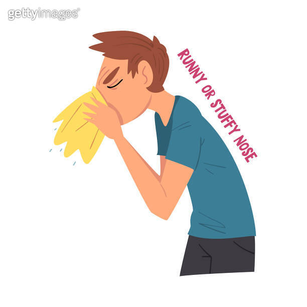 Cold Symptom, Man Suffering from Runny or Stuffy Nose, Medical ...