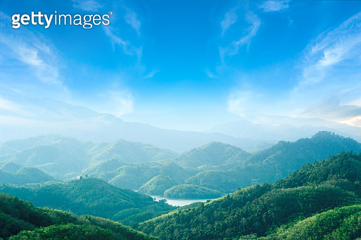 World environment day concept: Green mountains and beautiful blue sky clouds 이미지 (1272711223 ...
