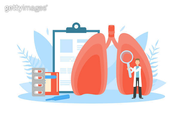 Tiny Doctor Examining Huge Human Lungs with Magnifier, Obstructive ...