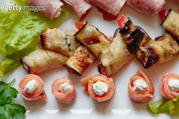 Canapes for receptions, buffets, appetizers for the festive table. Mini ...